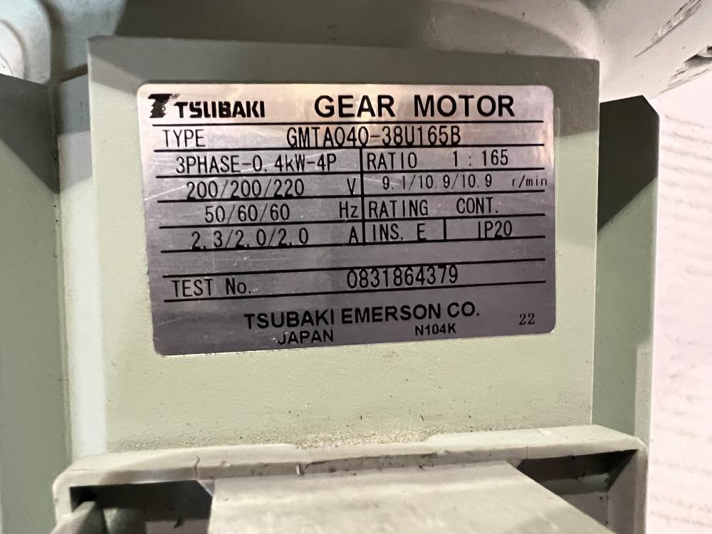 TSUBAKI GEAR MOTOR # GMTA040-38U165B 200/220VAC 3 PHASE RATIO: 165:1 ...